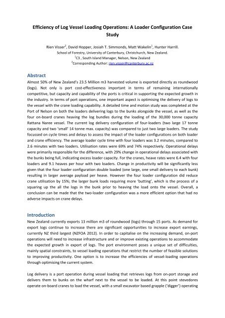 Efficiency of Log Vessel Loading Operations: A Loader ...