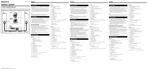 Sony SS-MF415 - Primary User Manual