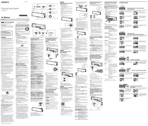 Sony SRS-BTX300/WHT - Operating Instructions