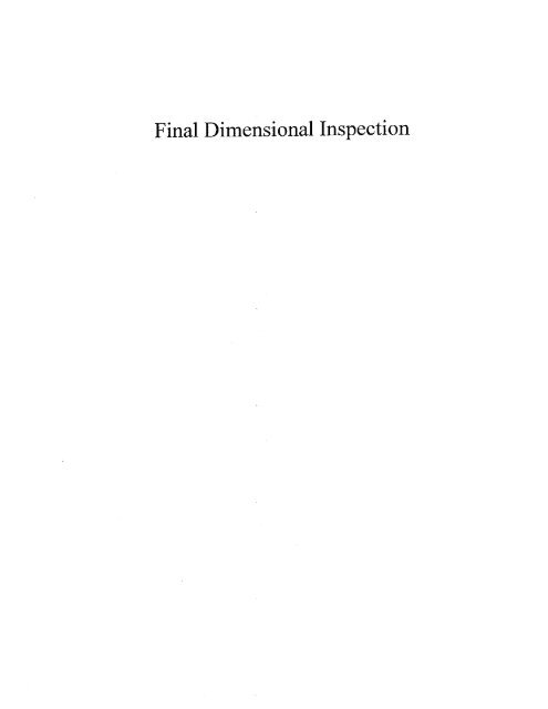 Final Dimensional Inspection Report
