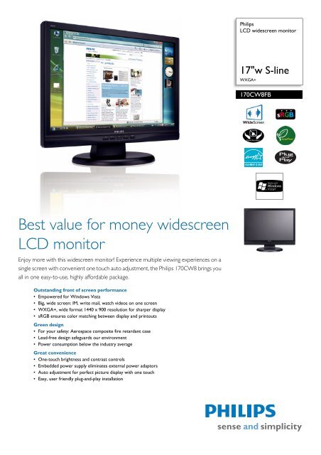 170CW8FB/00 Philips LCD widescreen monitor