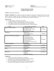 Sample Lesson Plan - Agricultural Education