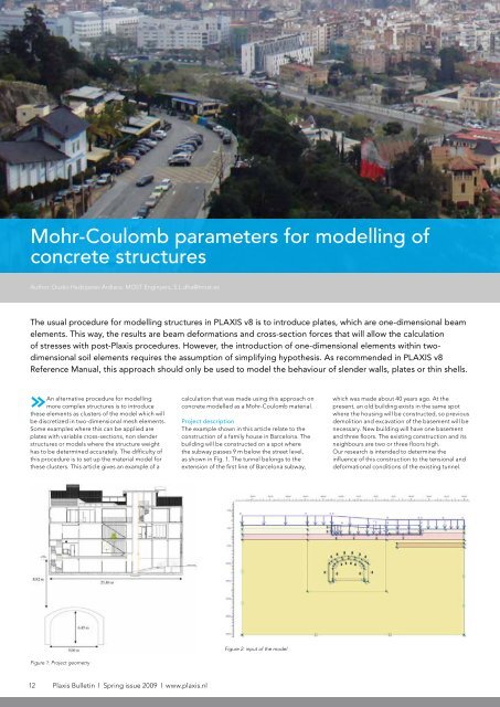 Mohr-Coulomb parameters for modelling of concrete structures - Plaxis