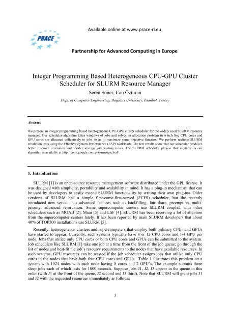 Integer Programming Based Heterogeneous Cpu Gpu Cluster Prace