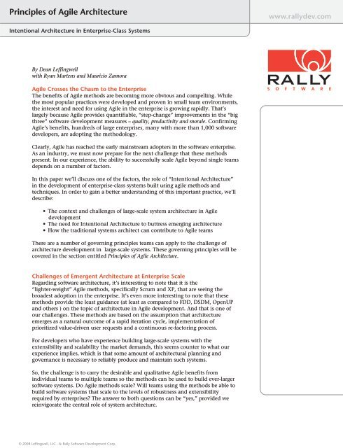 Principles of Agile Architecture - Rally Software