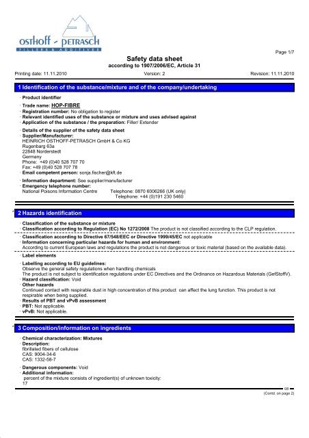 Safety data sheet - OMEGA MINERALS