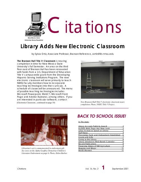 September 2001 - the NMSU Library - New Mexico State University