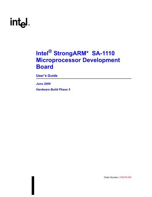 Intel StrongARM* SA-1110 Microprocessor Development Board