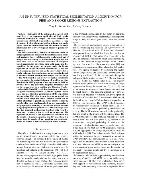 An Unsupervised Statistical Segmentation Algorithm For Fire Comet