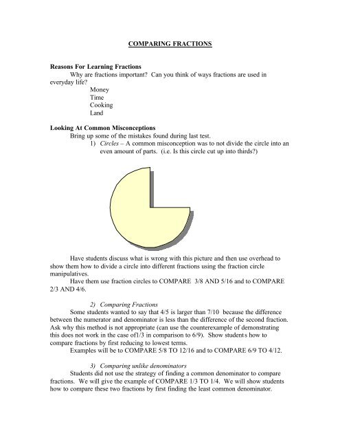COMPARING FRACTIONS Reasons For Learning Fractions Why are
