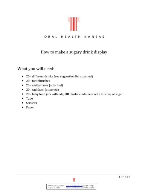 How to make a sugary drink display What you will need - Oral Health ...