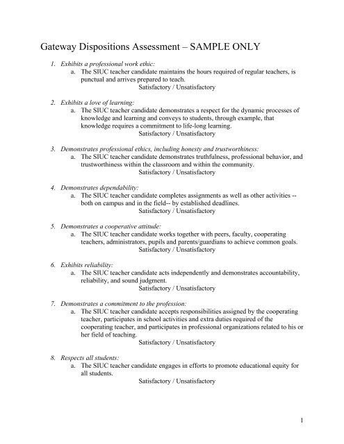 Gateway Dispositions Assessment Form