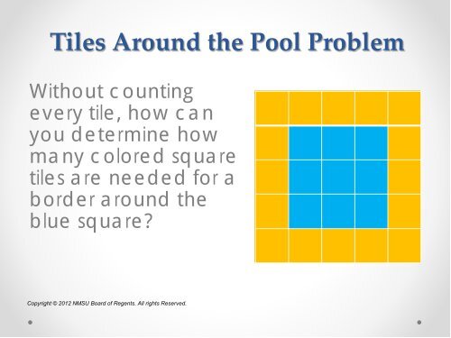 Tiles Around the Pool Problem - Mathematically Connected ...