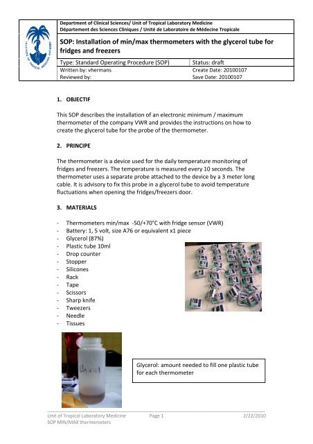 SOP: Installation of min/max thermometers with the glycerol tube for ...