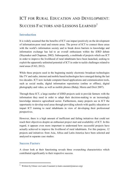 ict for rural education and development: success factors ... - inruled