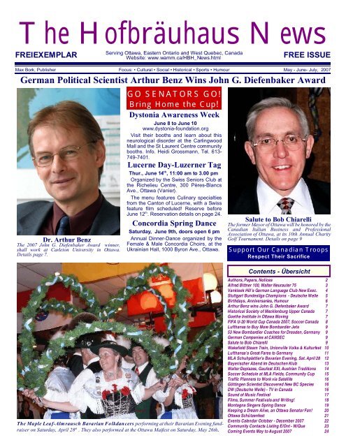 Calendar of Events â€¢ May - June - July, 2007 - HofbrÃ¤uhaus News