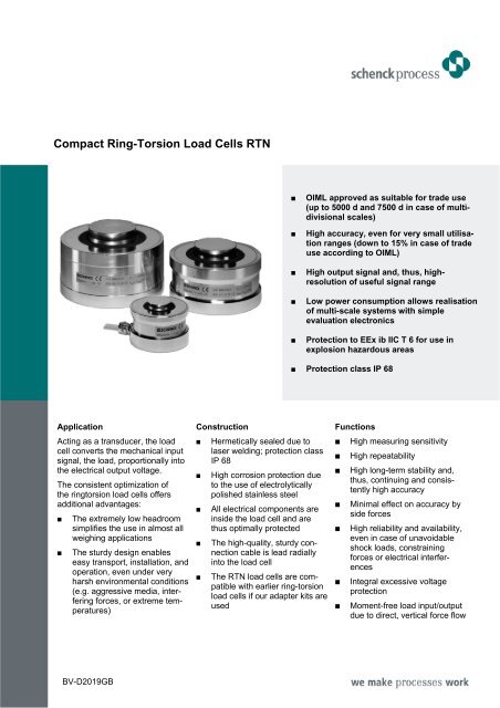 Compact Ring-Torsion Load Cells RTN