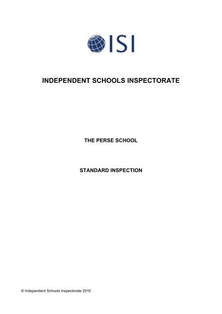 ISI Inspection Report 2010 - The Perse School