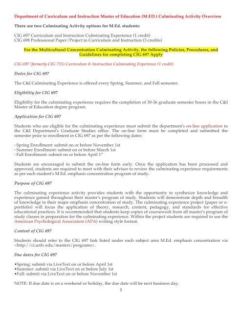 Culminating Activity Overview There are two Culminating Act