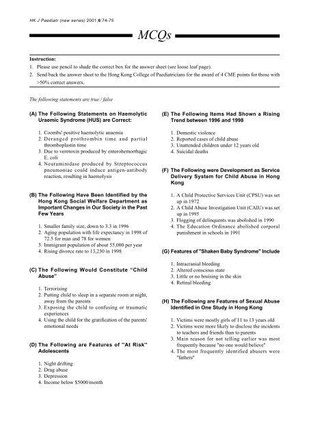 1. Please use pencil to shade the correct box for the answer sheet