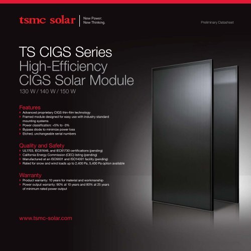 TS CIGS Series High-Efficiency CIGS Solar Module - tsmc solar
