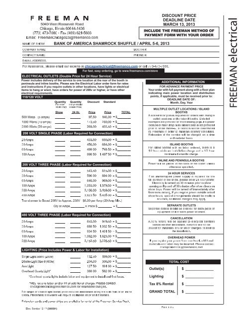 Freeman â Electrical Services Order Form - Shamrock Shuffle
