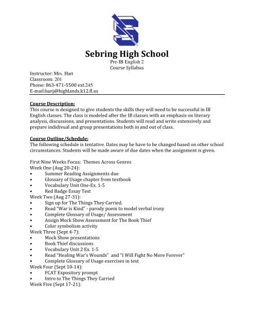 High School Language Arts Syllabus
