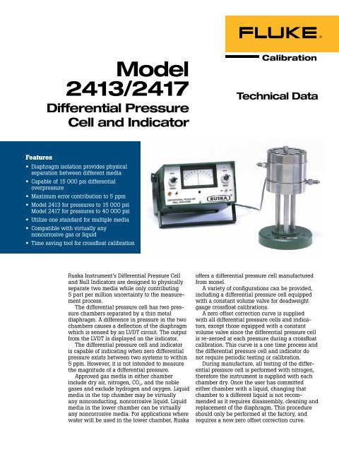 Model 2413/2417 Differential Pressure Cell and Indicator