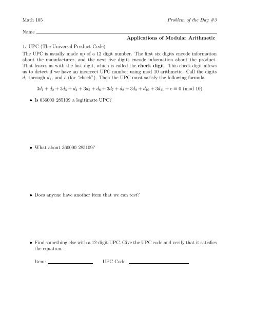 Applications Of Modular Arithmetic