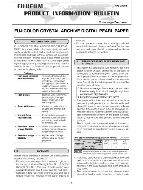 FUJICOLOR CRYSTAL ARCHIVE DIGITAL PEARL PAPER