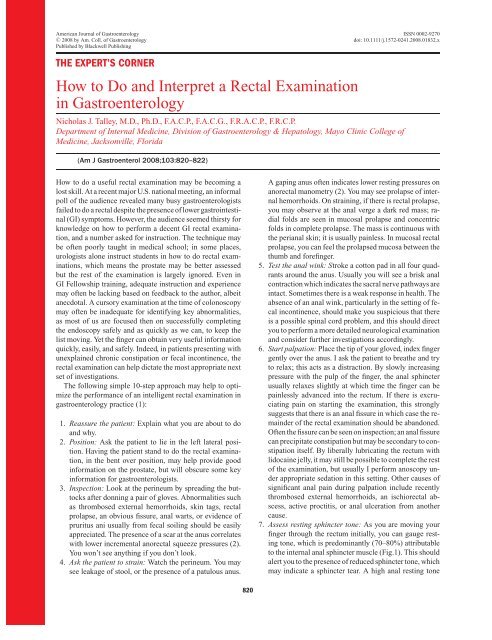 How to Do and Interpret a Rectal Examination in Gastroenterology