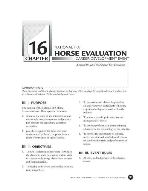 National FFA Equine CDE Guidelines