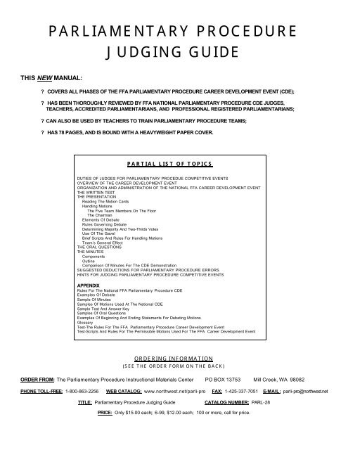 Parliamentary Procedure Judging Guide Parliamentary Procedure Judging Guide