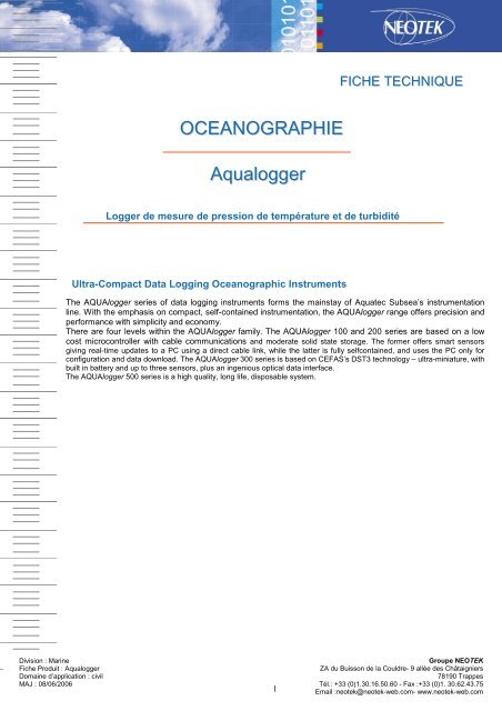 Aqualogger OCEANOGRAPHIE