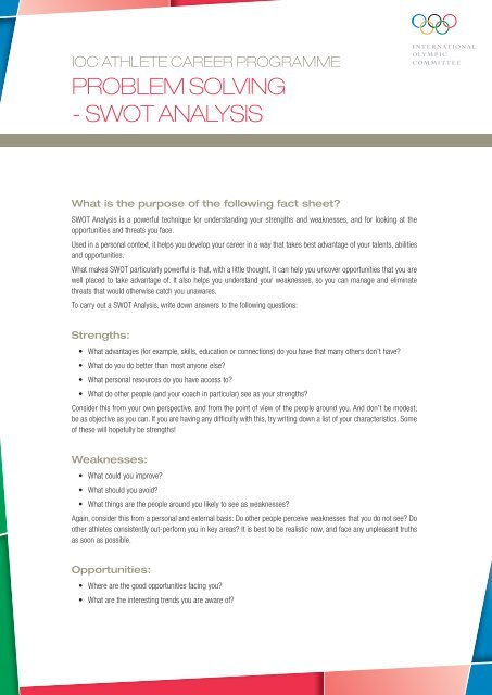 PROBLEM SOLVING - SWOT ANALYSIS