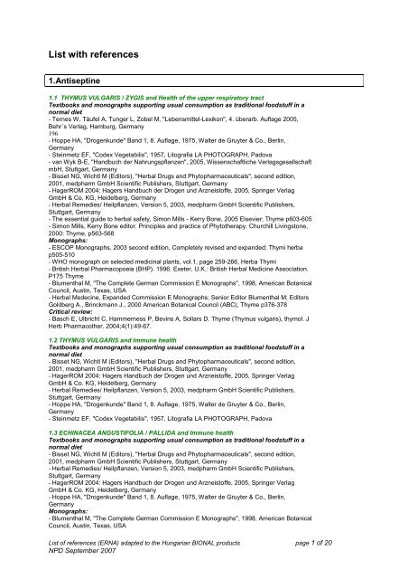 List with references