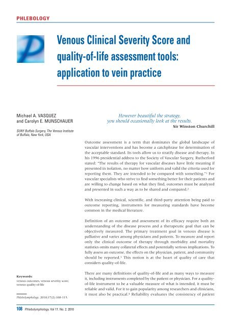 Venous Clinical Severity Score and quality-of-life assessment tools ...