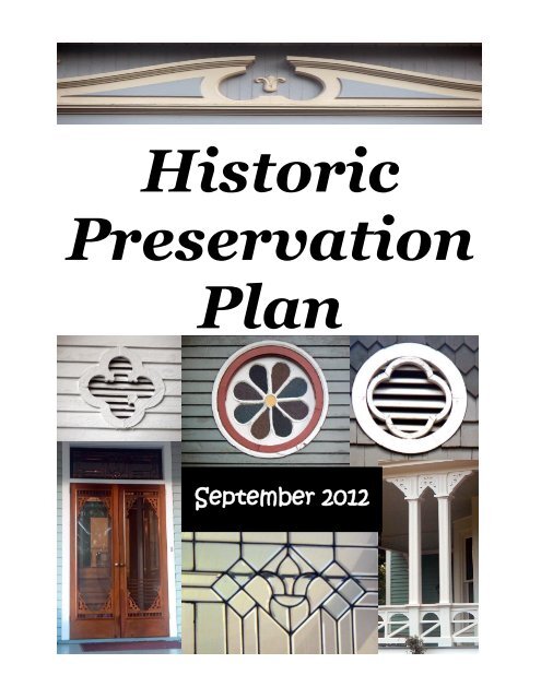Historic Preservation Plan Table of Contents and Part 1