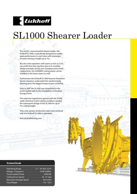 SL1000 Shearer Loader - Eickhoff