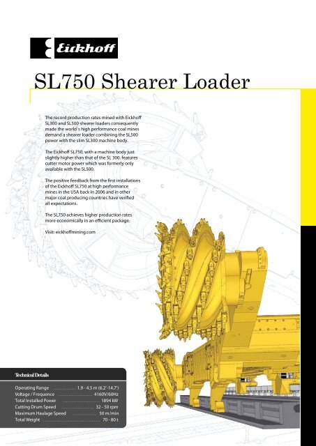 SL750 Shearer Loader - Eickhoff