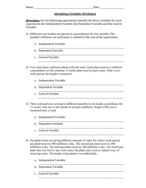identifying variables identifying variables