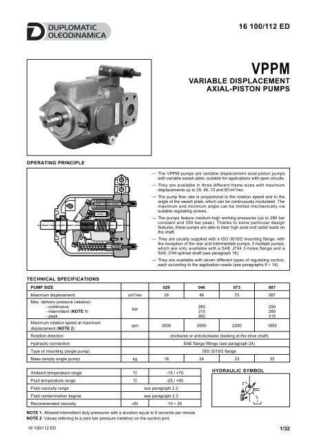 VARIABLE DISPLACEMENT AXIAL-PISTON PUMPS 16 100/112 ED