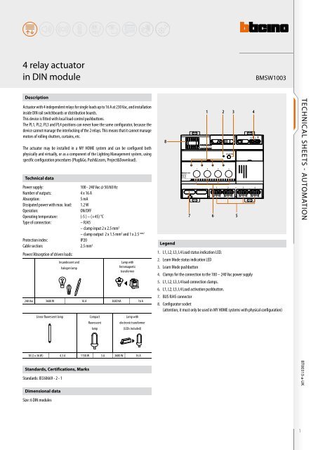 4 relay actuator in DIN module