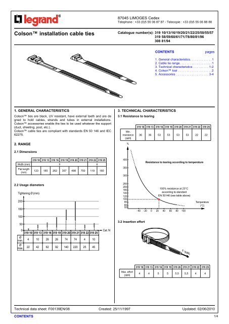Colson™ installation cable ties