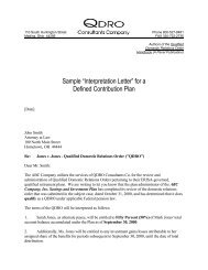 Sample “Interpretation Letter” for a Defined Benefit Plan - QDRO ...