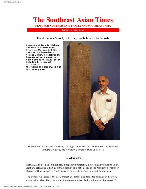 East Timor's art, culture, back from the brink