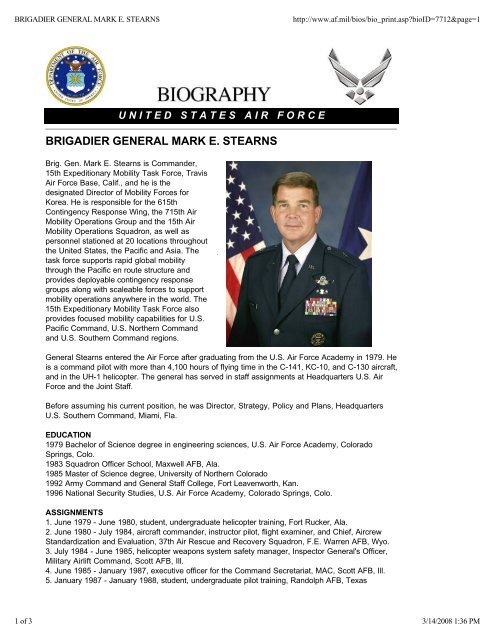 BRIGADIER GENERAL MARK E. STEARNS - rotorheads