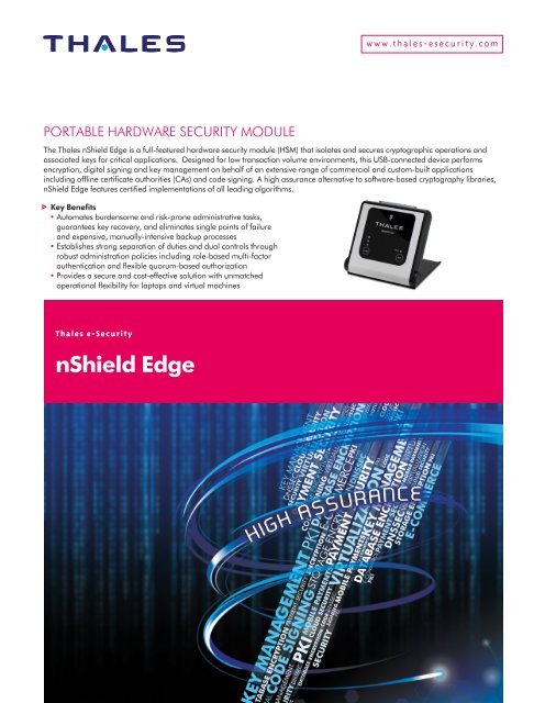 nShield Edge Data Sheet - Thales e-Security
