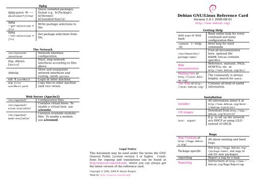 Debian Reference PocketCard - MARE system Kiel
