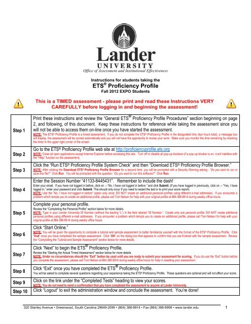 ETS Proficiency Profile - Lander University
